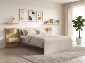 Postel ELISA 160 x 200 cm, kašmírově béžová Rošt: S lamelovým roštem, Matrace: Matrace Sommera 18 cm