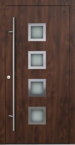 Vchodové dveře s ocelovým opláštěním FM Turen model DS13 Orientace dveří: Levé, otevírání dovnitř, Dekor: Ořech, Standardní rozměr dveří včetně rámu: 98 cm x 208 cm - vnější rozměr rámu