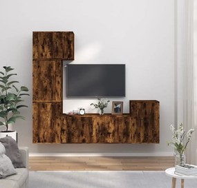 vidaXL 5dílný set TV skříněk kompozitní dřevo [3188634] Barva: hnědý dub