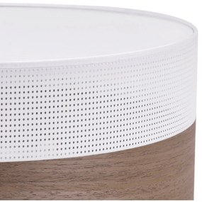 Stropní svítidlo Wood, 1x hnědá ořechová dýha/bílé plastové stínítko, (bílé plexisklo), (fi 40cm)