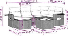 7dílná zahradní sedací souprava s poduškami šedá polyratan 3252807
