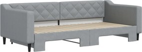 Válenda s přistýlkou světle šedá 90 x 200 cm textil 3197426