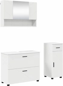 Sada koupelnového nábytku 3 ks Bílá Skládané dřevo a kov 3393033