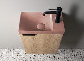 Sapho Agos betonové umývátko 40 x 22 cm s otvorem pro baterii bez přepadu levé/pravé růžová lesk AS40021