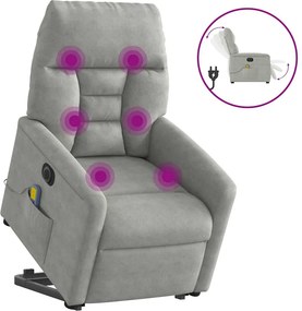 Elektrické zvedací masážní polohovací křeslo světle šedé 3303109