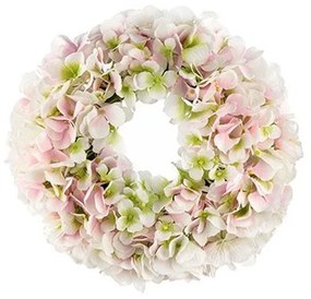 Věnec z hortenzií bílá/růžová, 30 cm