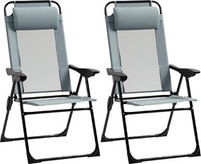 Outsunny Sada 2 Zahradních Křesel - Základní Sada 2 Skládacích Křesel pro Kempování, Balkonová Křesla s Nastavitelnými Opěrkami a 5 Polohami, Odnímat…