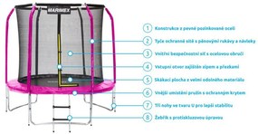 Trampolína Marimex 244 cm růžová  +  ochranná síť + schůdky ZDARMA