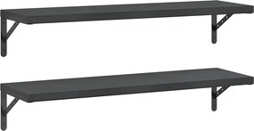Nástěnné police 2 ks 100 x 30 cm stříbrné nerezová ocel 3214512
