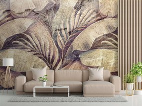 Gario Fototapeta Palmové listy, džungle na imitaci betonu Materiál: Vliesová, Rozměry: 200 x 140 cm