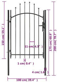 vidaXL Marketos Zahradní brána Woerden ocel 1x1,5 m Černá