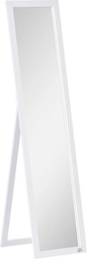 HOMCOM Zrcadlo v plné délce, 154 x 37 cm se stojanem, Podlahové zrcadlo do obývacího pokoje a ložnice, Bílé