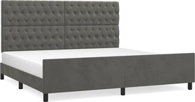 Rám postele bez matrace tmavě šedý 200 x 200 cm samet 3125959