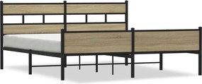 Kovový rám postele bez matrace dub sonoma 200 x 200 cm 3308507