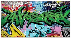 Malvis ® Pětidílný obraz graffiti greenery Velikost: třídílný obdélník - 120x80 cm