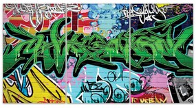 Malvis ® Pětidílný obraz graffiti greenery Velikost: třídílný obdélník - 90x60 cm