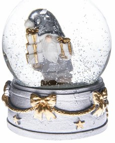 Vánoční sněžítko Skřítek stříbrná, 6,5 x 8,5 cm