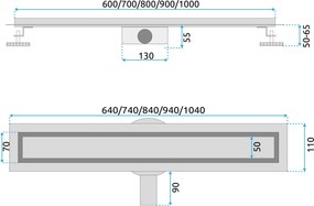 Lineární odtokový žlab Rea Neox Pro 80 cm zlatý