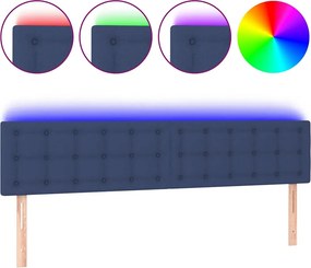 Čelo postele s LED modré 160x5x78/88 cm textil 3122058