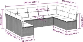 9dílná zahradní sedací souprava s poduškami černá polyratan 3249905