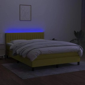 Box spring postel s matrací a LED modrá 140x200 cm textil 3133323