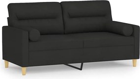 2místná pohovka s polštáři černá 140 cm textil 3200825