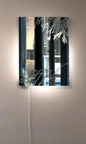 Amirro 80 x 60 cm Ve třpytu kapek deště 1/2, pískované zrcadlo, 80 x 60 cm podsvícení, autorské zrcadlo STOD004