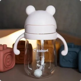 Kidnort Bringebaer Hrneček s brčkem 240ml béžový
