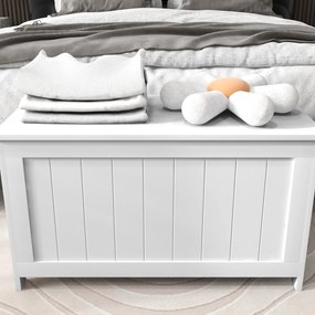 HOMCOM úložný box truhla s uchem a víkem, 81 x 40 x 46 cm, úložný box do obývacího pokoje a ložnice v bílé barvě