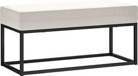HOMCOM Moderní a Minimalistická Lavice do Předsíně s Nastavitelnými Nohy, Čalouněná Lavice do Ložnice z Sametu a Oceli, 94x42x44 cm, Krémová | Aosom