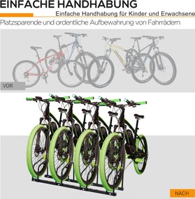 HOMCOM Stojan na kola až pro 5 jízdních kol, odolný proti povětrnostním vlivům, montáž na podlahu i na stěnu, z oceli, stříbrný, 145x33x27cm | Aosom.…