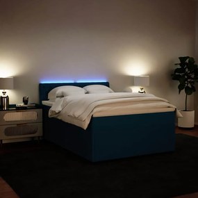 Box spring postel s matrací modrá 140 x 190 cm samet 3290044