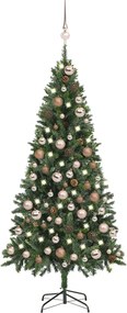Umělý vánoční stromek LED osvětlení sada koulí a šišky 180 cm 3077845