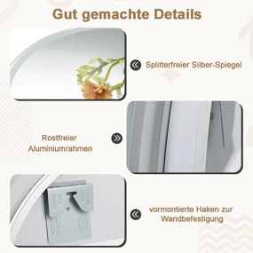 Costway Koupelnové zrcadlo LED s osvětlením 60 cm kulaté koupelnové zrcadlo