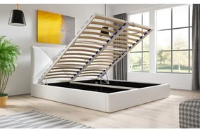 Čalouněná postel KARINO rozměr 140x200 cm Bílá eko-kůže