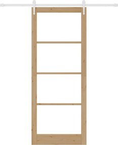 Posuvné dveře 93 x 232 cm Masivní borové dřevo a sklo Přírodní 3332431