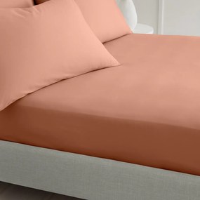 Napínací prostěradlo z bavlněného perkálu v terakotové barvě 90x190 cm Cotton Percale – Bianca