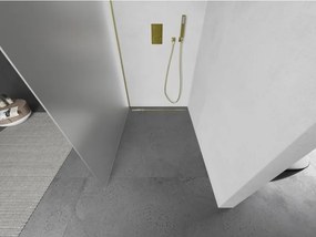 Mexen Kioto L, sprchová zástěna Walk-In 120 x 200 cm, 8mm sklo námraza, zlatý lesklý profil, 800-120-103-50-30