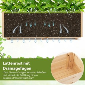 Costway Vyvýšený záhon s mříží a závěsnou střechou Truhlík – 115 × 40 × 103 cm