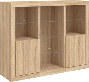 Příborníky s LED osvětlením 3 ks dub sonoma kompozitní dřevo 3209123