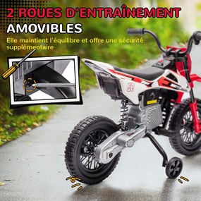 Dětská elektrická motocross motorka AIYAPLAY pro děti 3-6 let, 12V, 2 silné motory, maximální rychlost 5 km/h, stabilizační kolečka, pérování, s hudb…