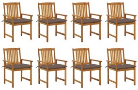 Zahradní židle s poduškami 8 ks masivní akáciové dřevo,  3078201