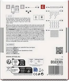 Propojovací vánoční řetěz bez zdroje EMOS Connecting D1CC01 ZY1932 100LED krápníky 2,5x0,9m studená bílá