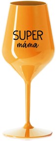 SUPER MÁMA - oranžová nerozbitná sklenice na víno 470 ml