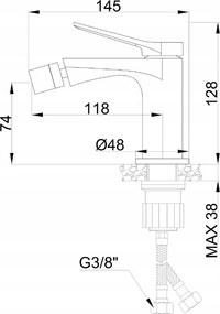 Invena Alonia, bidetová baterie h-128, chromová, INV-BB-70-001-V