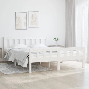 810655 vidaXL Rám postele bílý masivní dřevo 135 x 190 cm dvojlůžko
