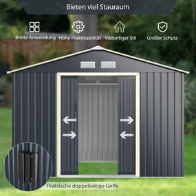 Costway Kůlna na nářadí kovová prodloužená kůlna na nářadí uzamykatelná