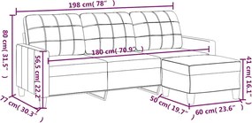 3místná pohovka s podnožkou černá 180 cm umělá kůže 3201014