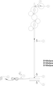 ONLI - Stojací lampa PALOMA 7xG9/10W/230V černá/kouřová