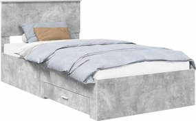 Rám postele s čelo Betonově šedá 100 x 200 cm Kompozitní dřevo 3410934